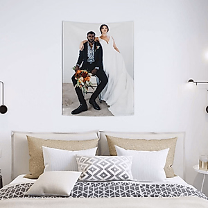 Byxhuc Custom Wall Tapestry Personalized Image Text Custom Tapestry, Custom Backdrop Personalized Wedding Anniversary Funny Backdrop 40''W X 30''L Vertical Tapestry, White