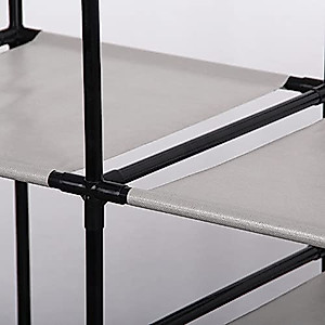 NA Freestanding Clothes Garment Organizer Portable Wardrobe Closets (White)