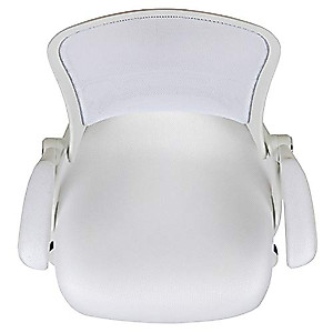 Flash Furniture High Back White Mesh Ergonomic Swivel Office Chair with White Frame and Flip-up Arms 26.5D x 26.5W x 44H in