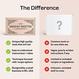 Swedish Rosettes Cooking Set - Funnel Cake Maker with Traditional Waffle Iron - Unique Gifts for Cooks Baking Set - Mini Waffle Maker Baking Kit - Cooking Gifts, Chef Gifts, Food Gift, Hostess Gift