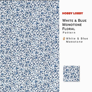 White & Blue Monotone Floral Cotton Calico Fabric (2 Yard) – Printed Sewing Fabric by The Yard – Lightweight Precut Fabric for Sewing Clothes, Homeware, & Other Accessories – DIY Craft Fabric