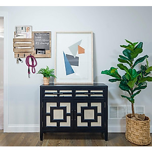 DUCIHBA Key Hooks Holder, Entryway Mail Sorter Envelope Organizer Chalkboard, Leash Purse Hanging Rack, Home Decorative Wall Floating Shelf, 16.5” W x 12" H x 4” D, Rustic Wood Grey