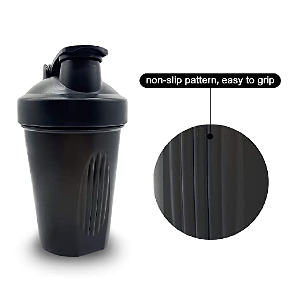 D.Y.A Shaker Bottle with Balls Leak Proof Drink Ideal for Workout Supplements,Protein powder, BPA Free, Nutrition, Portable Fitness Enthusiasts Athletes (400ml,12-OZ., Black