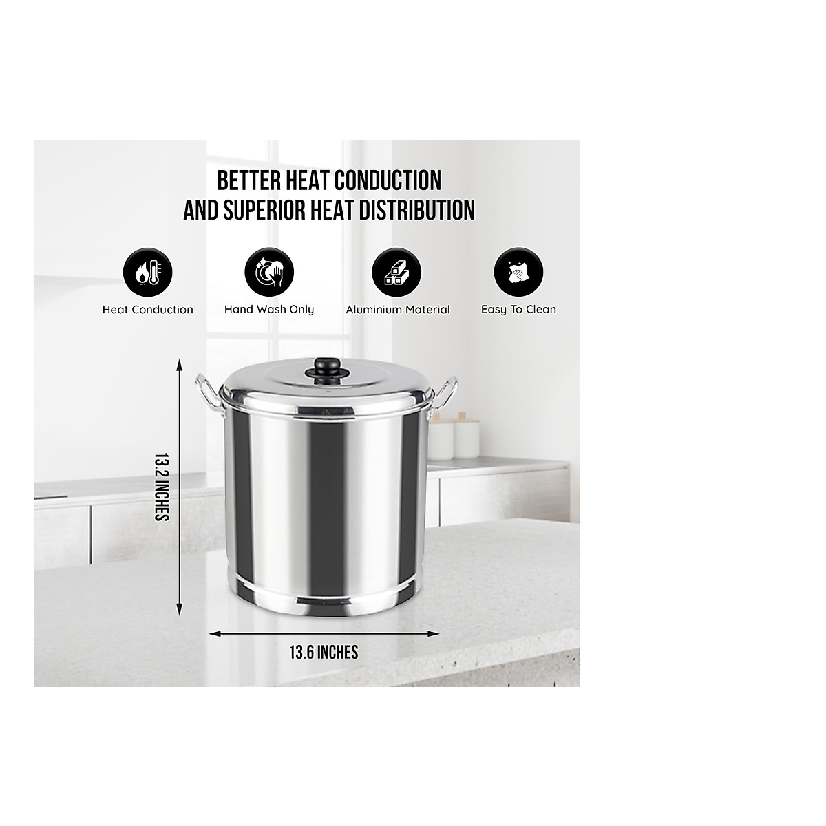 Vasconia Steamer Pot with Tray and Aluminum Lid – Multi-Purpose Aluminum Large Stock Pot for Tamales, Seafood, Vegetables Soup Pot – 5.3-Quart Stove