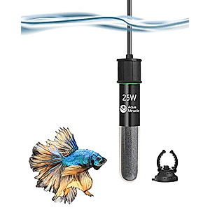 AquaMiracle 25W Small Aquarium Heater Submersible Fish Tank Heater Betta Heater, Easy Operation with Preset Temperature 78℉(26℃), for Tanks up to 5 Gallon