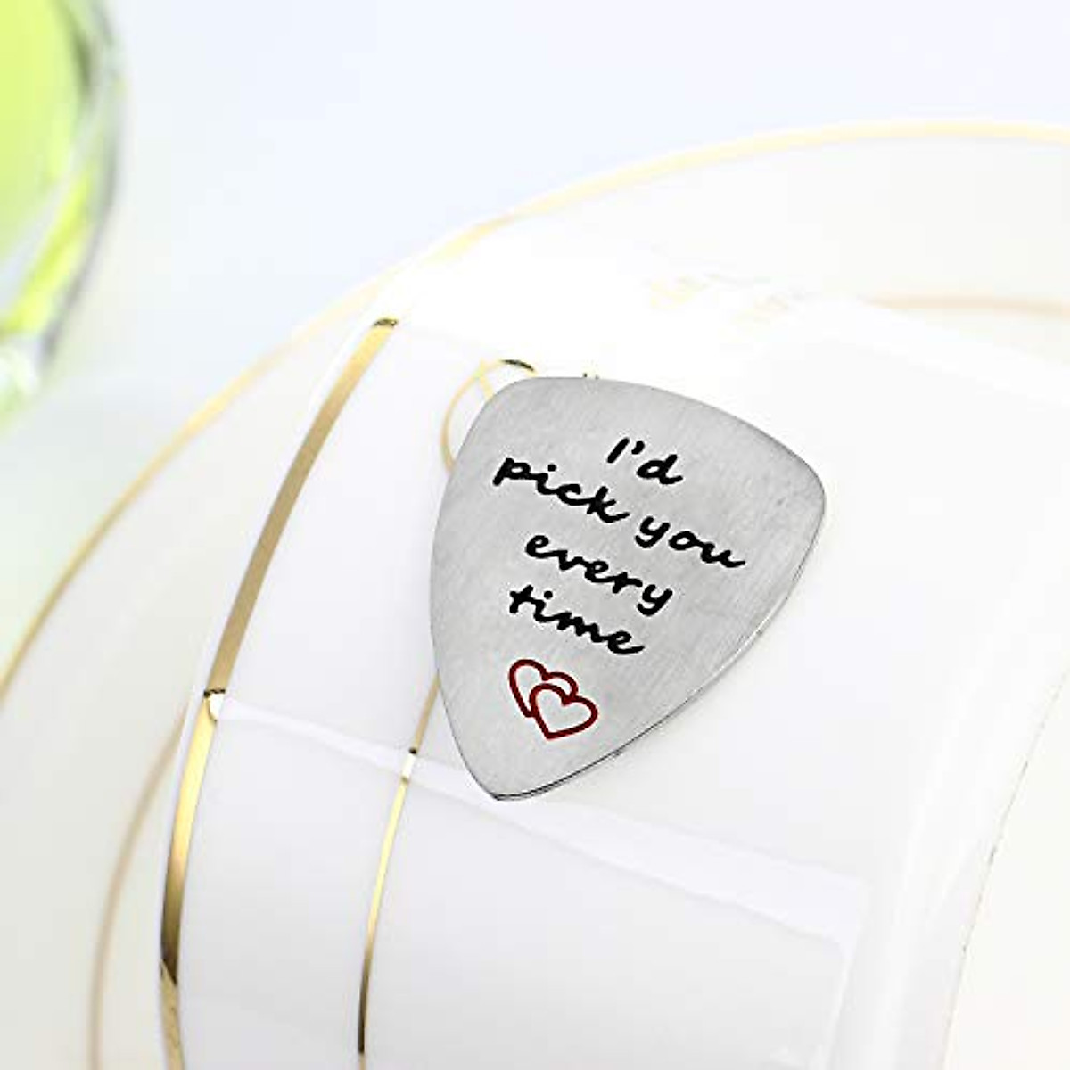 I'd Pick You Every Time Guitar Pick, Musical Gift, Anniversary Date, Valentine's Day Gift for Men