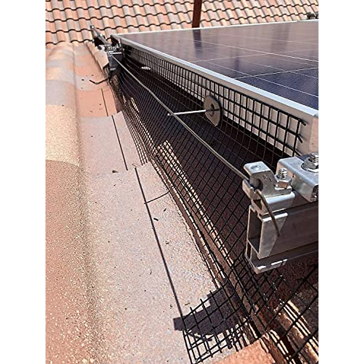 Senershuo 6in X 120ft  Solar Panels Mesh for Bird.Solar Panels Bird proofing,Pest Barrie .60 Fastener Clips,Black PVC Coated Steel Solar Panel Fencing