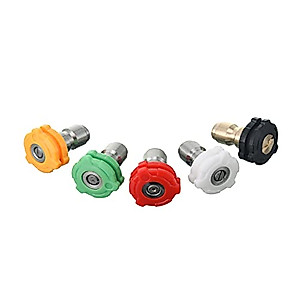 FIXFANS Pressure Washer Wand, 45 Degree Curved High Pressure Power Washer Extension Wand with 5 Spray Nozzles, 1/4 Inch Quick Connect Undercarriage and Gutter Cleaner Attachment, 15 Inch