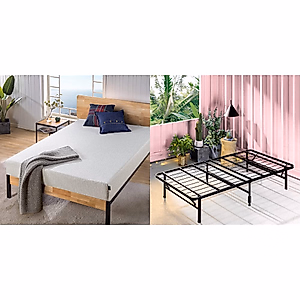 Zinus 8 Inch Ultima Memory Foam Mattress/Pressure Relieving/CertiPUR-US Certified/Bed-in-a-Box, Twin XL & SmartBase Tool-Free Assembly Mattress Foundation / 14 Inch Metal Plat, Twin XL