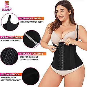 Eleady Womens Waist Trainer Corset Vest Weight Loss Breathable Tank Tops Tummy Control Shapewear Slimming Body Shaper (Black Bodysuit, Large)