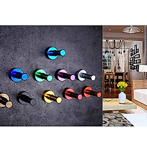 YARNOW Heavy Duty Aluminum Wall Hooks No Drilling Waterproof Rustproof Single Hook Hat Coat Robe Door Wall Hook Hanger (Blue)