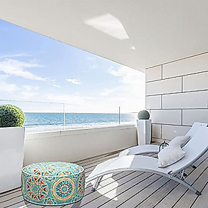 FUNHOME Inflatable Stool Ottoman Footrest with Handle, All Weather Footrest Seat with Foot Pump D20 xH9, Water Repellent Footstool Pouf for Home Patio Garden and Camping Use-Cyan Circle