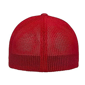 Flexfit Unisex-Adult's Mesh Fitted, Red, One Size