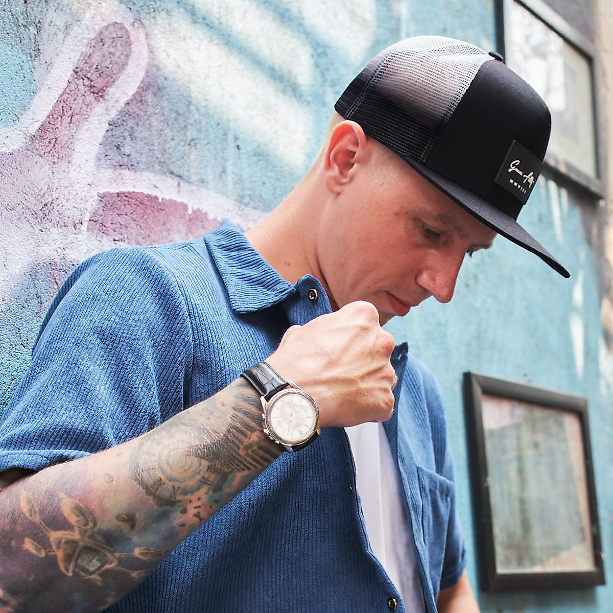 Grace Folly Trucker Hat for Men & Women. Snapback Mesh Caps (One Size, Black with Fade)