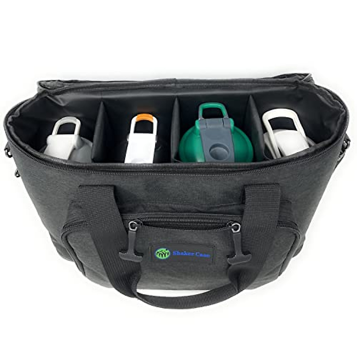 Insulated Cooler Bag - Soft Cooler Bag with Removable Dividers and Leakproof Stitching Fits up to 4 Large Tumbler Bottles - Rugged Cooler Tote Bag for Healthy Nutrition On-The-Go - Shaker Case