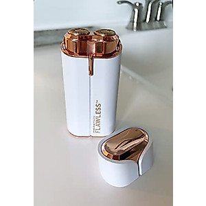 Finishing Touch Flawless Women's Painless Hair Remover Face Duo, Facial Electric Shaver Device, Dermatologist Approved, Hypo-allergenic, White/Rose Gold