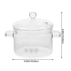 Vaguelly Glass Pots for Cooking: 1500ml Glass Saucepan with Cover Clear Glass Cooking Pot with Lid Cooking Stew Pot for Noodle Milk Soup, for Microwave and Stovetop