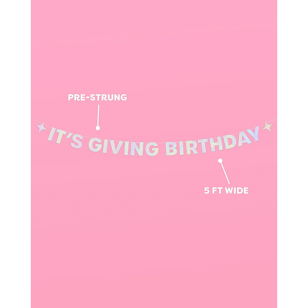 xo, Fetti It's Giving Birthday Sparkle Iridescent Foil Banner - 3 Ft. | Fun Birthday Party Decorations, 21st Bday Supplies, HBD, Sweet 16, Cute Girl Gift, Photobooth Backdrop