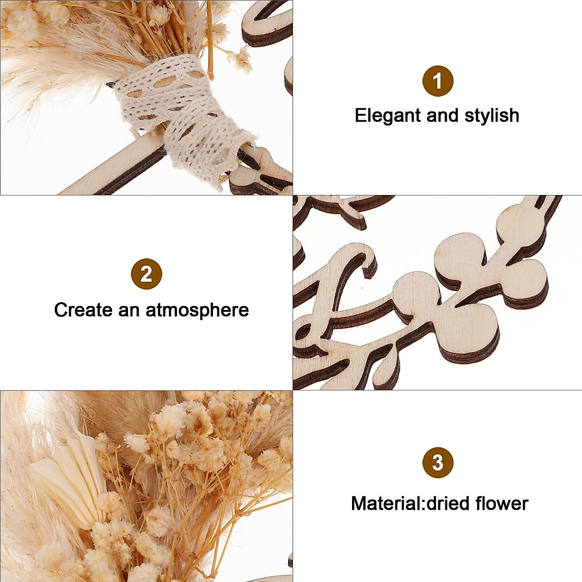 Luxshiny Boho Cake Topper Decorations Pampas Grass Flower Wreath Hoop Cake Topper for Wedding Bridal Baby Shower Birthday Party Supplies