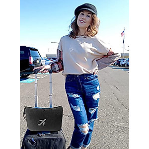 BlueHills Premium Mini Plush Travel Blanket and Ultra Compact Travel Blanket Value Pack Set of 2 - Airplane Flight Blanket Throw in a case with Strap Compact Pack for Car Plane Travel Black