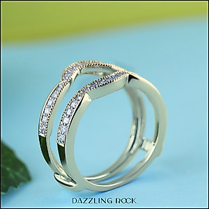 Dazzlingrock Collection 0.34 Carat (ctw) 10K Round Diamond Wedding Enhancer Double Guard Ring 1/3 CT, Yellow Gold, Size 7