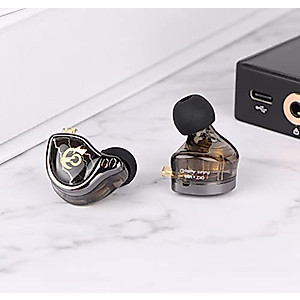 Linsoul QKZ x HBB 10mm Titanium-Coated Diaphragm HiFi in-Ear Monitor Earphones with Semi-Open Cavity, Detachable 2Pin Silver-Plated Cable, Noise Canceling for Audiophile (Black, Without Mic)