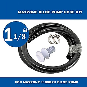 Submersible Boat Bilge Water Pump 12v Non-Automatic Marine Electric Bilge Pump And Bilge Pump Installation Kit Bilge Pump Hose 1-1/8-Inch Dia Plumbing Kit