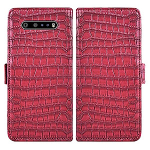 Asuwish Compatible with LG V60 ThinQ V60ThinQ 5G G9 Thin Q Wallet Case with Tempered Glass Screen Protector and Flip Cover Card Holder Cell Accessories Phone Cases for LGV60 V 60 60ThinQ 60V Red