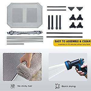 TUKELER Elevated Dog Bed with Canopy,Outdoor Dog Bed, Portable Raised Dog Cot for Medium Sized Dogs,Cool and Breathable,41.7"x19.5"x35.5", Grey