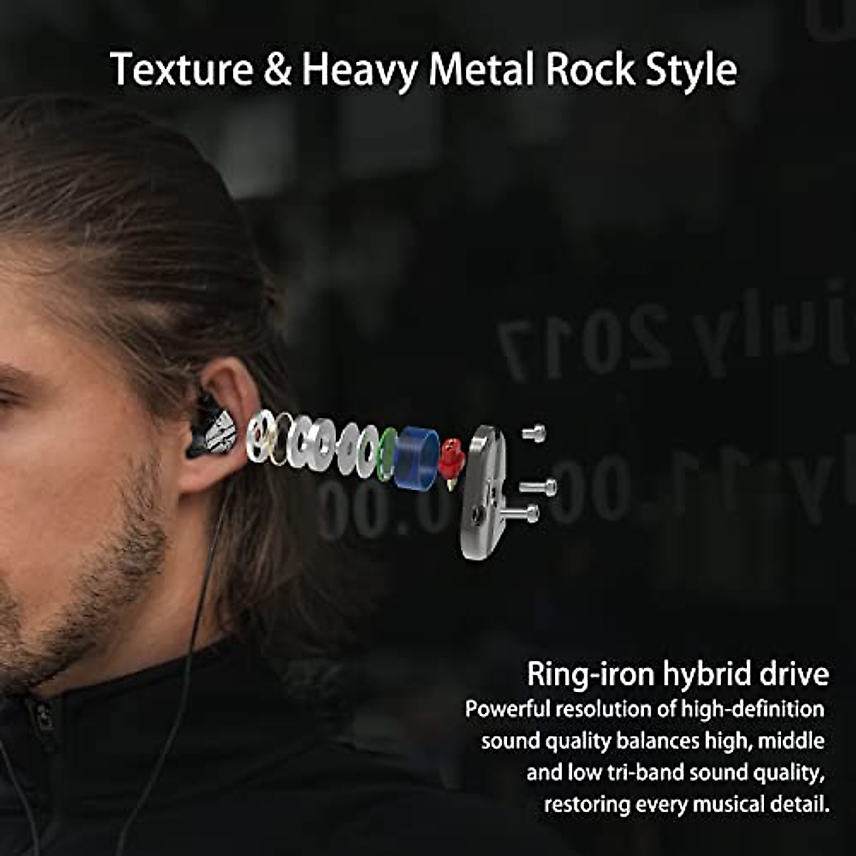 RevoNext QT5 in Ear Monitor Dual Driver Earbuds Wired HiFi Stereo Wired Headphones Noise Isolating Metal Shell Ear Monitors Musicians with MMCX Detachable Cables Audiophile Earphones