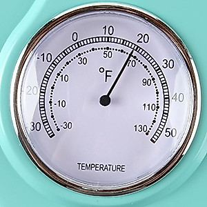 Lily's Home Retro Kitchen Wall Clock, with a Thermometer and 60-Minute Timer, Ideal for Any Kitchen, Turquoise (9.5 in x 13.3 in)