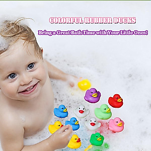 Rubber Duck Toy Duckies, Preschool Bath Toys Bathtub Floating Squeaky Duckies Gift for Kids, Baby Showers Classroom Incentives, Summer Beach and Pool Activity(10Pcs Multi Color Ducks)