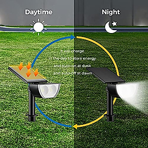 Linkind Solar Spot Lights Outdoor, 6500K Daylight Solar Outdoor Lights, IP67 Waterproof Adjustable Solar Panel Solar Spotlights, Solar Landscape Garden Light for Yard Patio Trees, 4 Pack