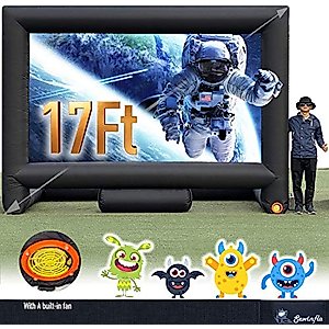 17FT Inflatable Mega Movie Screen Outdoor - Front and Rear Projection - Portable Blow Up Projector Screen for Grand Parties, Easy to Set Up