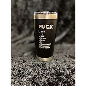 My Vocabulary Tumbler - Fuck This, That, You, Me, It..... - 20 oz Black Tumbler w/ Sliding Lock Lid - Funny Tumbler