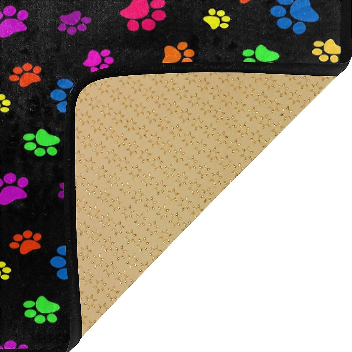 Blueangle Colorful Dog Paw Print Kitchen Rugs Microfiber Cushioned Mats Soft Non-Slip Kitchen Floor Mats Washable Comfort Doormats (20” x 39”)