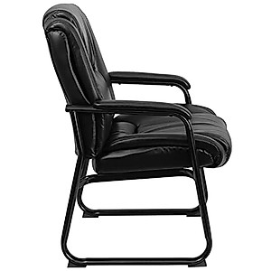 Flash Furniture Reception Chairs | Black LeatherSoft Side Chairs for Reception and Office