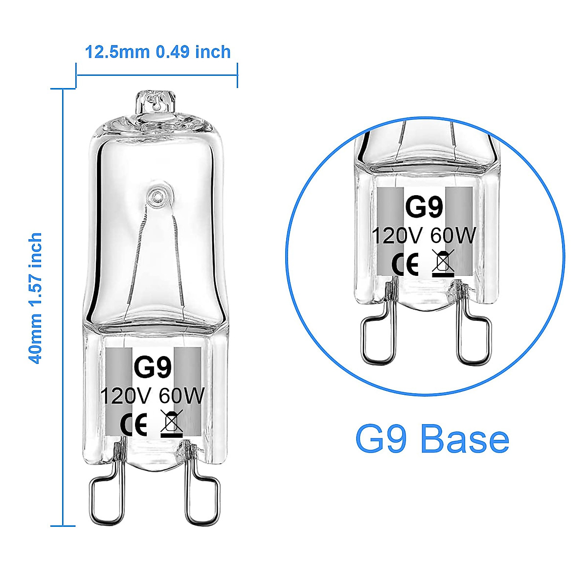 WeshLMPO G9 Bulb 60W G9 Halogen Light Bulbs 2 Pin for Range Hood Lights, Microwave Ovens, Bathroom Light Bulbs, Chandeliers 120V 2700K Warm White 12 Pack
