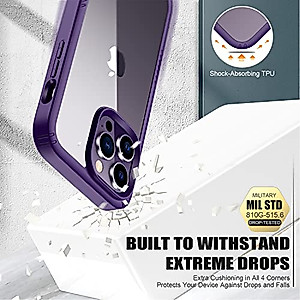 Goodon iPhone 14 Pro Max Case with Screen Protector and Camera Lens Protector,Military Drop Tested from 6 Ft,Acrylic Cover TPU Bumper Scratch Resistand Heavy Duty Protection Phone Case,Purple