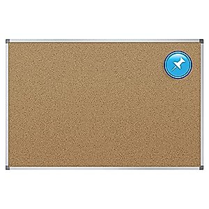 Quartet Basic Cork Bulletin Board, 48" x 36", Aluminum Frame with Silver Finish