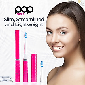 Pop Sonic USB Charge Anywhere Toothbrush (Pink) - Rechargeable Toothbrush w/Up to 40,000 Brush Strokes/Minute -Long-Lasting Dupont Nylon Bristles -Teens & Adult Toothbrush with Quadrant Pacer