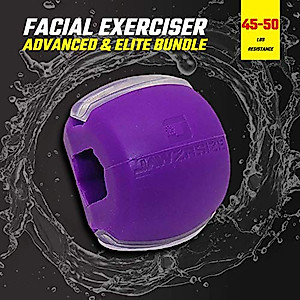Jawzrsize Pop N Go and Custom Fit Jaw Enhancer Bundles- Jaw, Face, and Neck Exerciser and Toner (Custom Fit Advanced & Elite Bundle, Purple & Green)