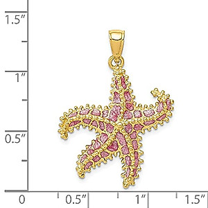 IceCarats 14K Yellow Gold Pink Starfish Necklace Charm Pendant 34mm x 23mm Only