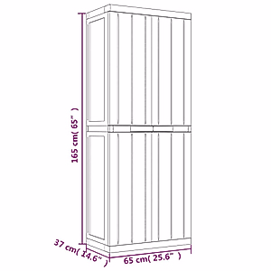 vidaXL Outdoor Storage Cabinet Black PP 25.6"x14.6"x65" - Weather-Resistant Utility Cupboard with Adjustable Shelves and Lockable Doors for Garden, Patio, and Balcony