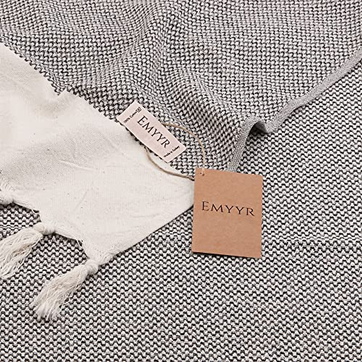 Emyyr Hand Towels for Bathroom - Kitchen - Set of 2 -0 Cotton - Pre Washed, Quick Dry, Soft, 17x37' - Decorative Hand Towel - Hand Towels for Bathroom Clearance, Bath, Face, Tea Towels 01 (Grey1)