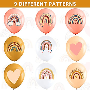 Zomiboo 45 Pcs Boho Rainbow Birthday Party Decorations Baby Shower Latex Balloons Bohemian Rainbow Theme Decor for Boho Rainbow Neutral Happy Birthday Party Wedding Supplies 9 Styles