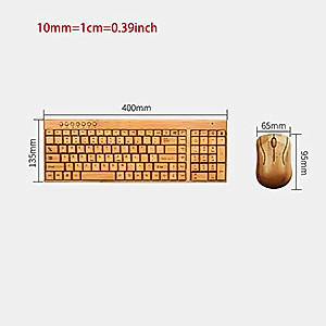 unband Bamboo Keyboard Mouse Wireless Combo Set for Laptop PC Office USB Plug and Play Natural Mice Keyboard Novelty
