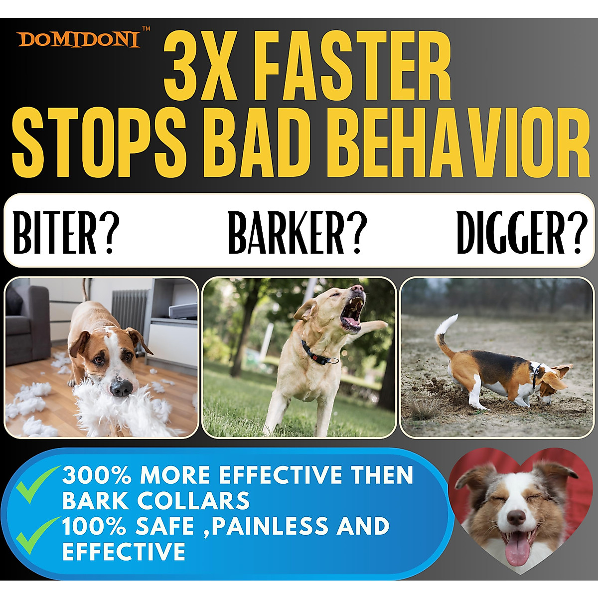 2024 Dog Bark Deterrent Device - Anti-Bark Devices for Dogs, No More Barks Dog Training Tool (Black)