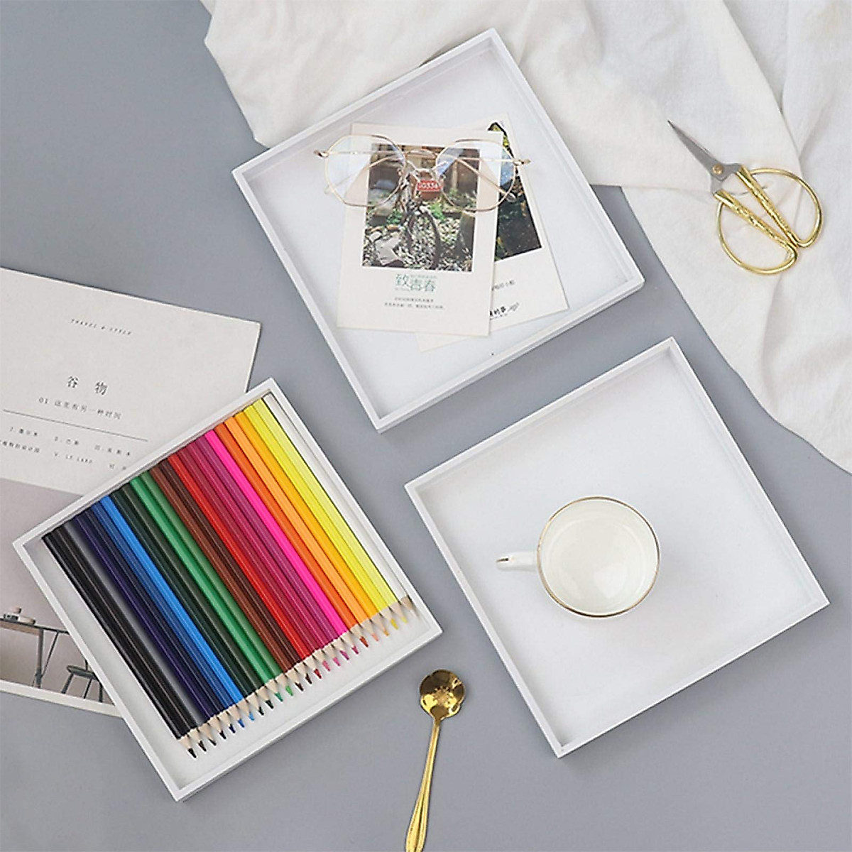 Omabeta Serving Tray Square Wood Tray Coffee Tray Home Serving Tray