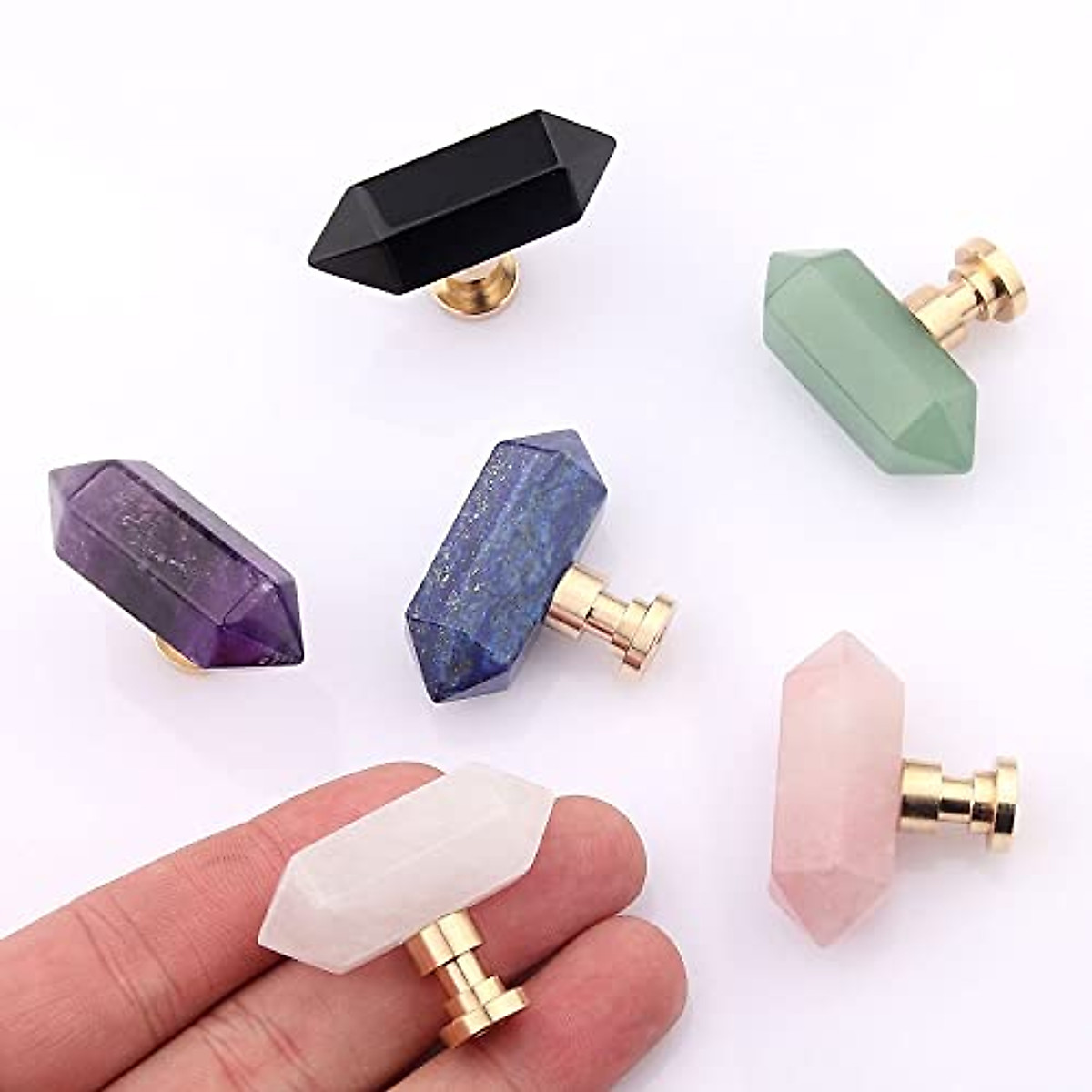 BITACS Crystal Stone Double Pointed Column Single Hole Brass Handle Drawer Wardrobe Wardrobe Door Cabinet Handle Furniture (Color : 3-Pack, Size : As The Picture Shows)